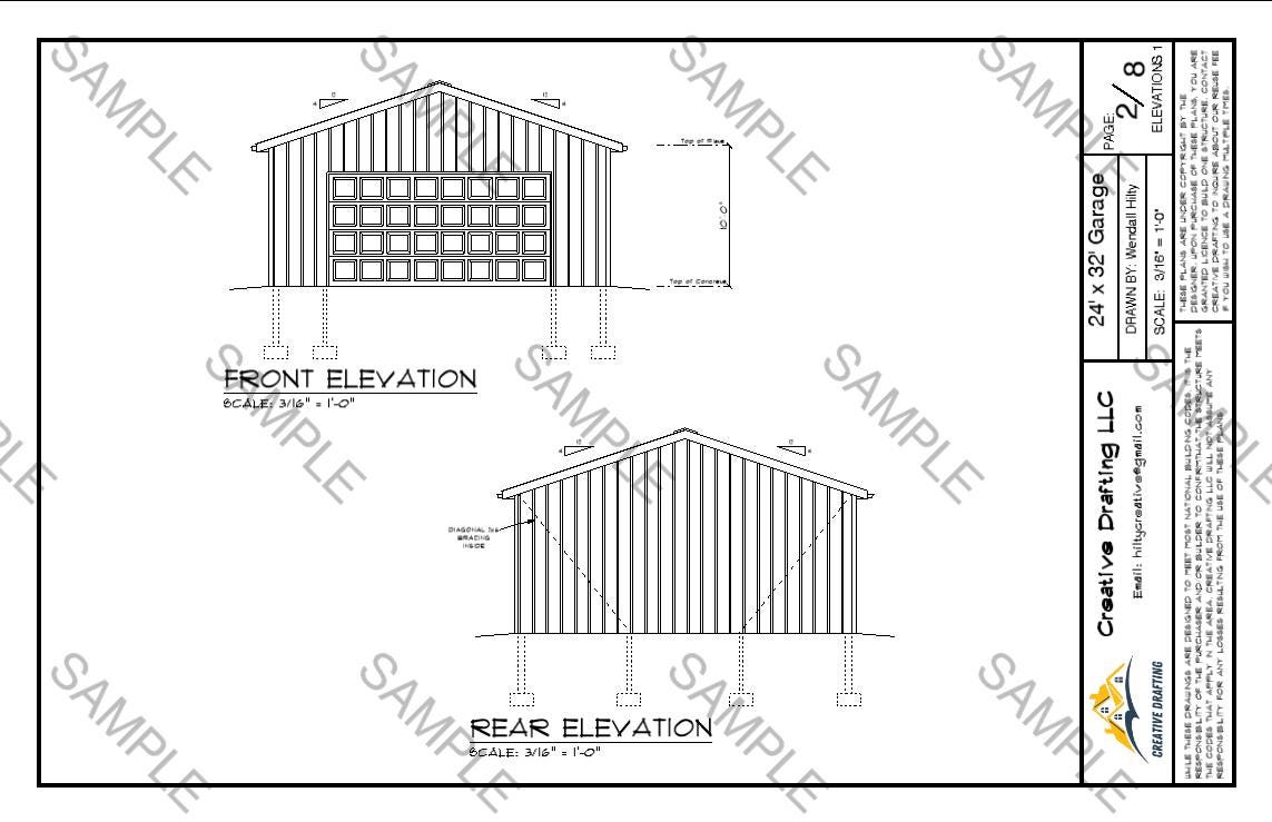 Digital Blueprint for 24' X 32' - Post Framed Garage Plans (pole Barn ...