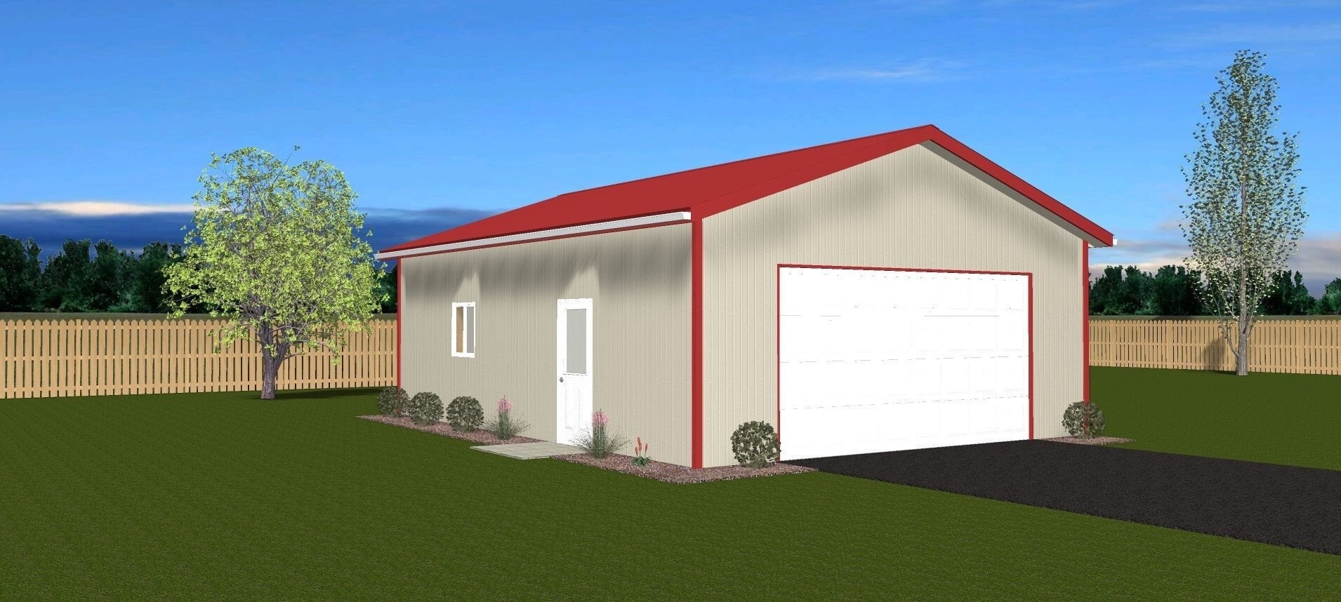 Blueprint for 24' X 32' Post Framed 2 Car Garage Plans pole Barn - Etsy