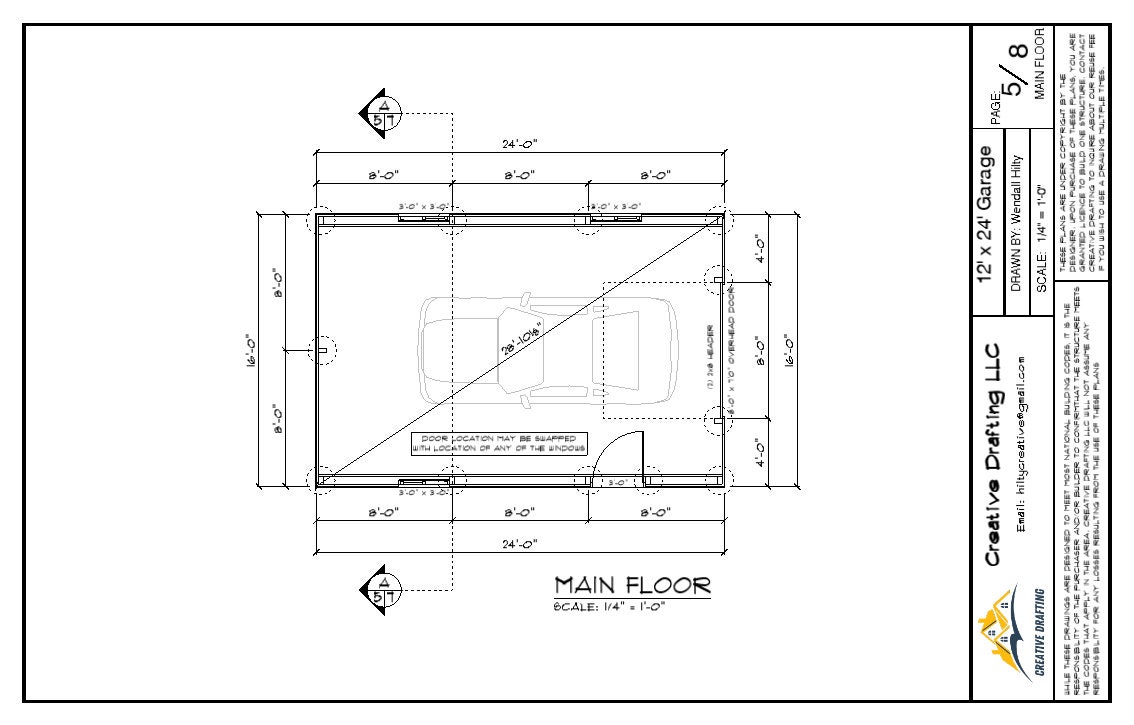 Blueprint for 16' X 24' - Post Framed Garage Plans (pole Barn) - Etsy