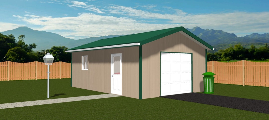 Blueprint for 16' X 24' - Post Framed Garage Plans (pole Barn) - Etsy