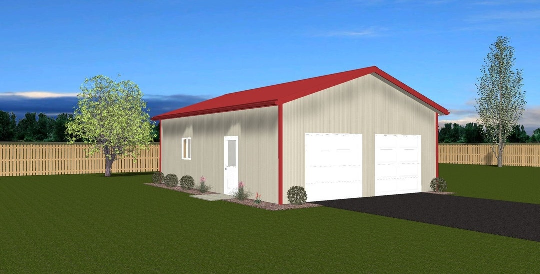 Blueprint for 24' X 32' - Post Framed Garage Plans (pole Barn) - Etsy