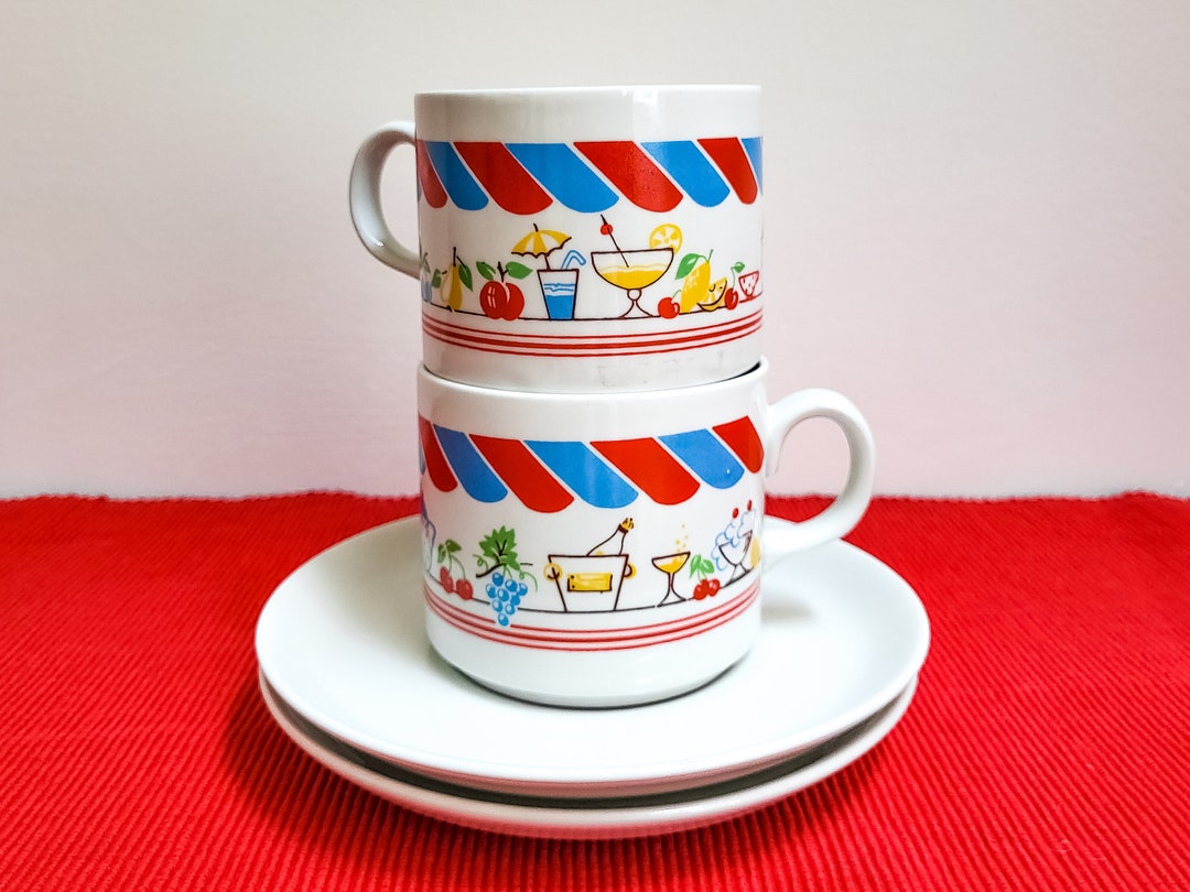 Retro X2 Cipa Italy Porcellane Tea Cups & Saucers Pair of - Etsy