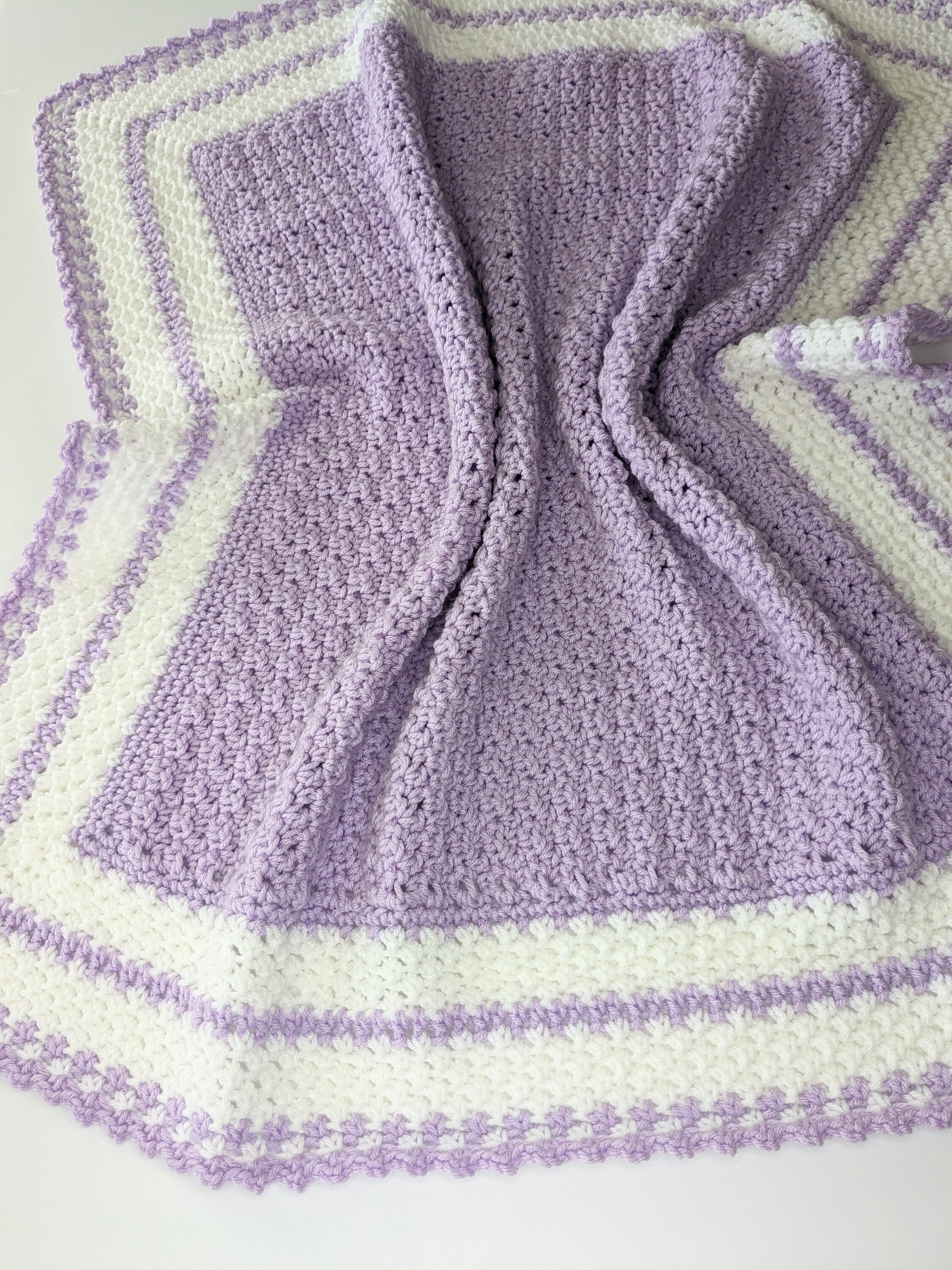 Light Purple & White Handmade Crochet Baby Girl Blanket/afghan Baby ...