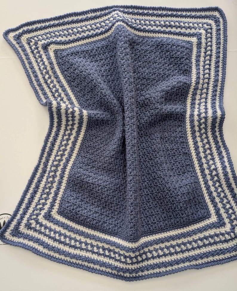 Handmade Crochet Blue & White Soft Cuddly Baby Boy Toddler Blanket ...