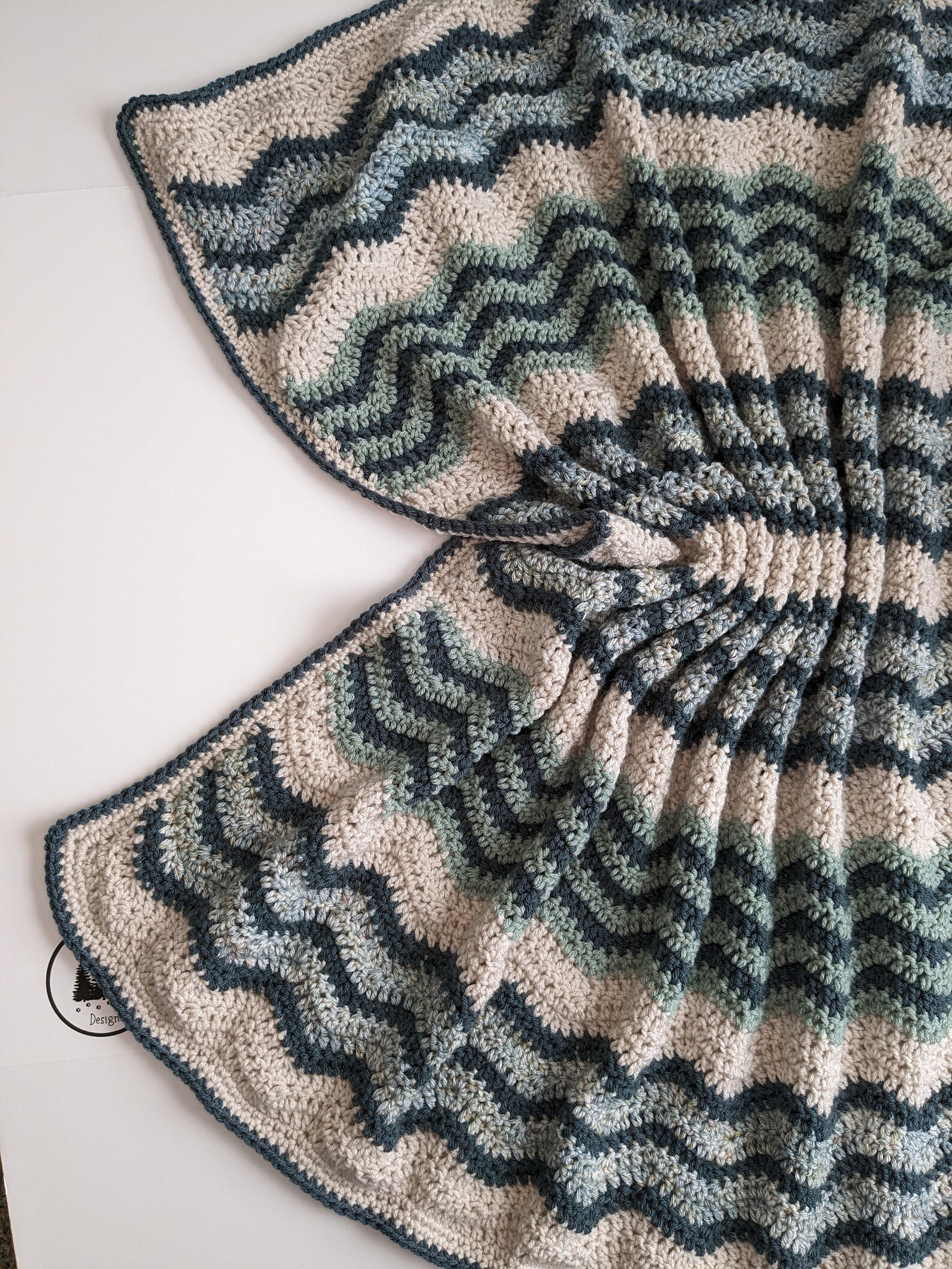 Blue, Green & Linen Handmade Crochet Baby Boy Ripple Blanket/afghan - Etsy