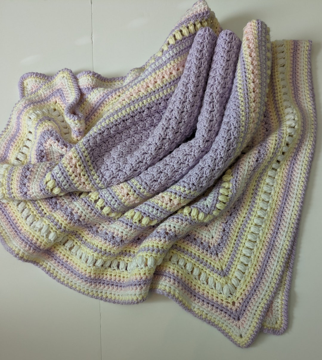 Purple Yellow and Pink Handmade Crochet Baby Girl Blanket - Etsy