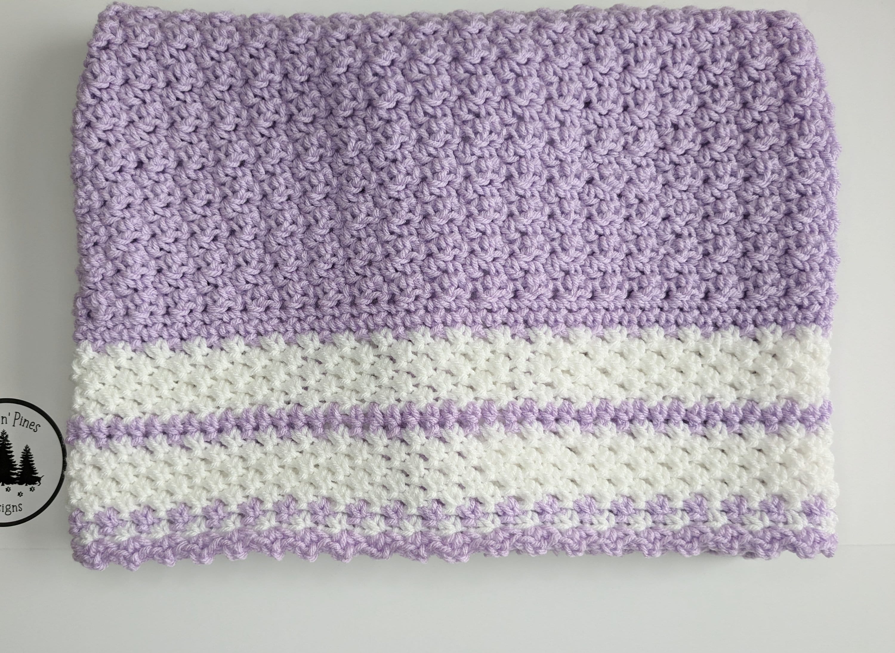 Light Purple & White Handmade Crochet Baby Girl Blanket/afghan Baby ...