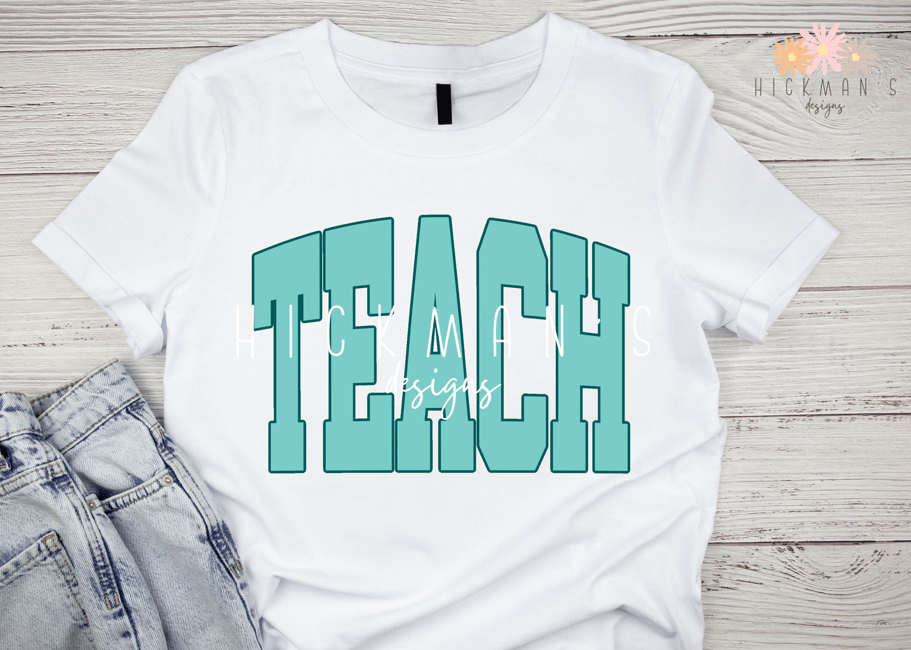 Varsity Letters Teach, Png File, Teal - Etsy