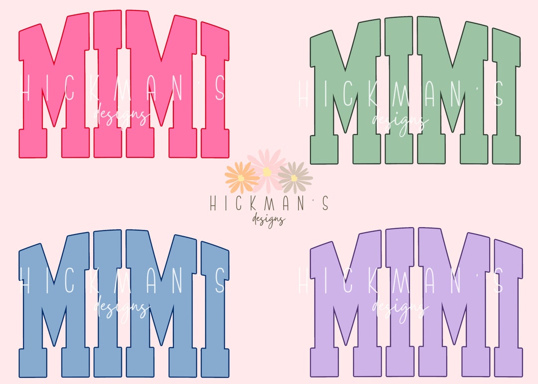 Varsity Letters Mimi, 4 Png Files, Purple, Pink, Blue, Green, Mothers ...