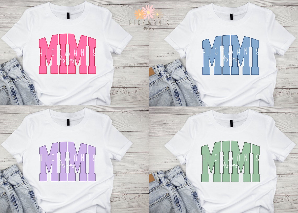 Varsity Letters Mimi, 4 Png Files, Purple, Pink, Blue, Green, Mothers ...