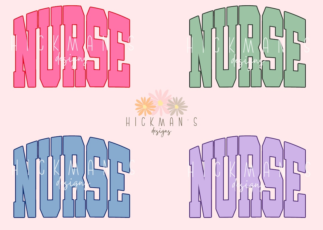 Varsity Letters Nurse, 4 Png Files, Purple, Pink, Blue, Green, Nurses ...