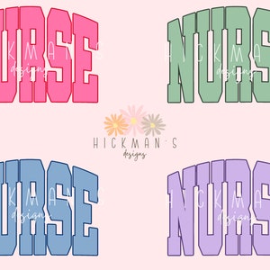 Varsity Letters Nurse, 4 Png Files, Purple, Pink, Blue, Green, Nurses ...