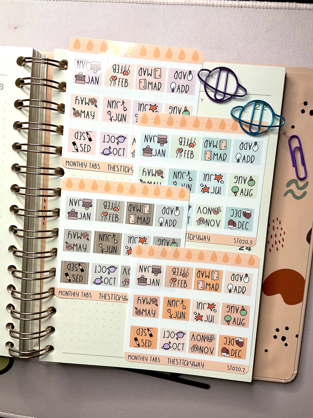 Sticker Sheet: Monthly Tabs, Waterproof Glossy Vinyl, Monthly ...