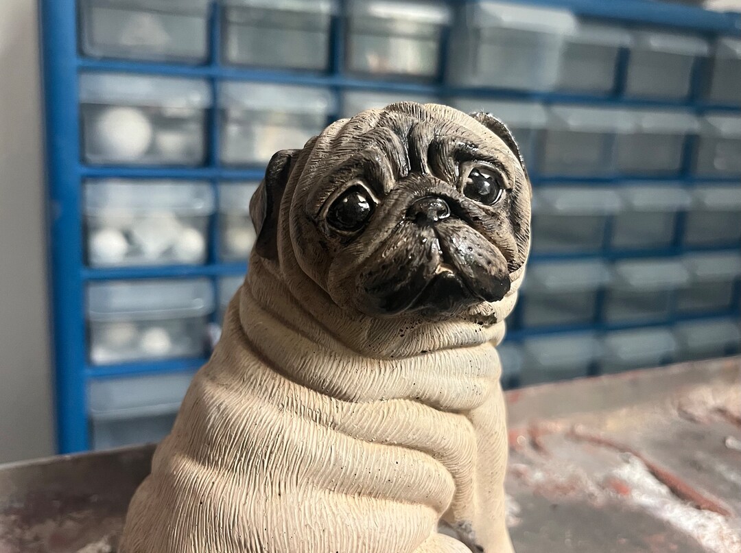 Personalization Concrete Pug Sculpture Statue Dog Memorial Figure - Etsy