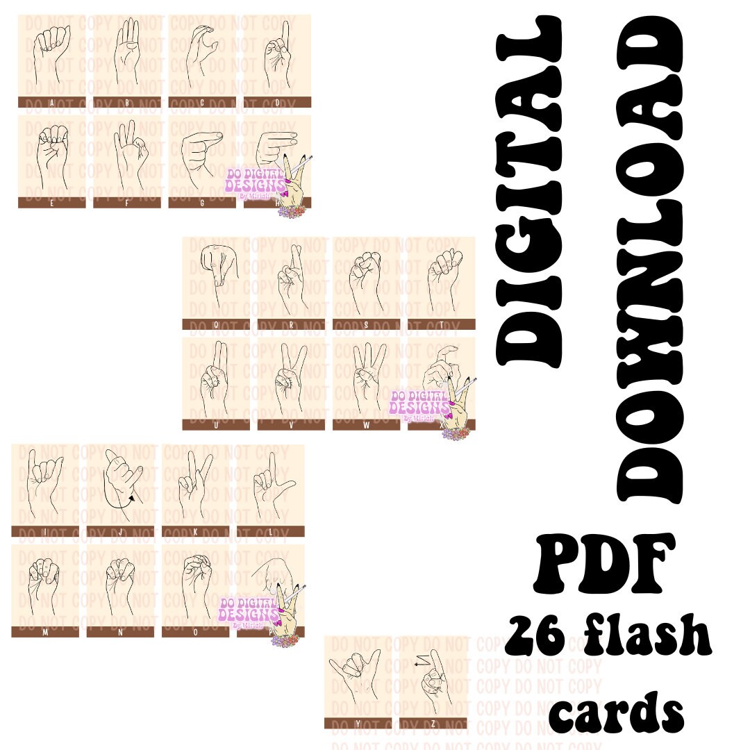 ASL Flash Cards/ Digital/download/watercolor/learning/homeschooling ...