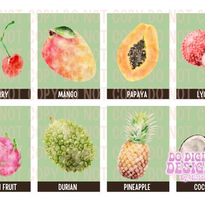 Fruit Flash Cards/ Digital/download/watercolor/learning/homeschooling ...