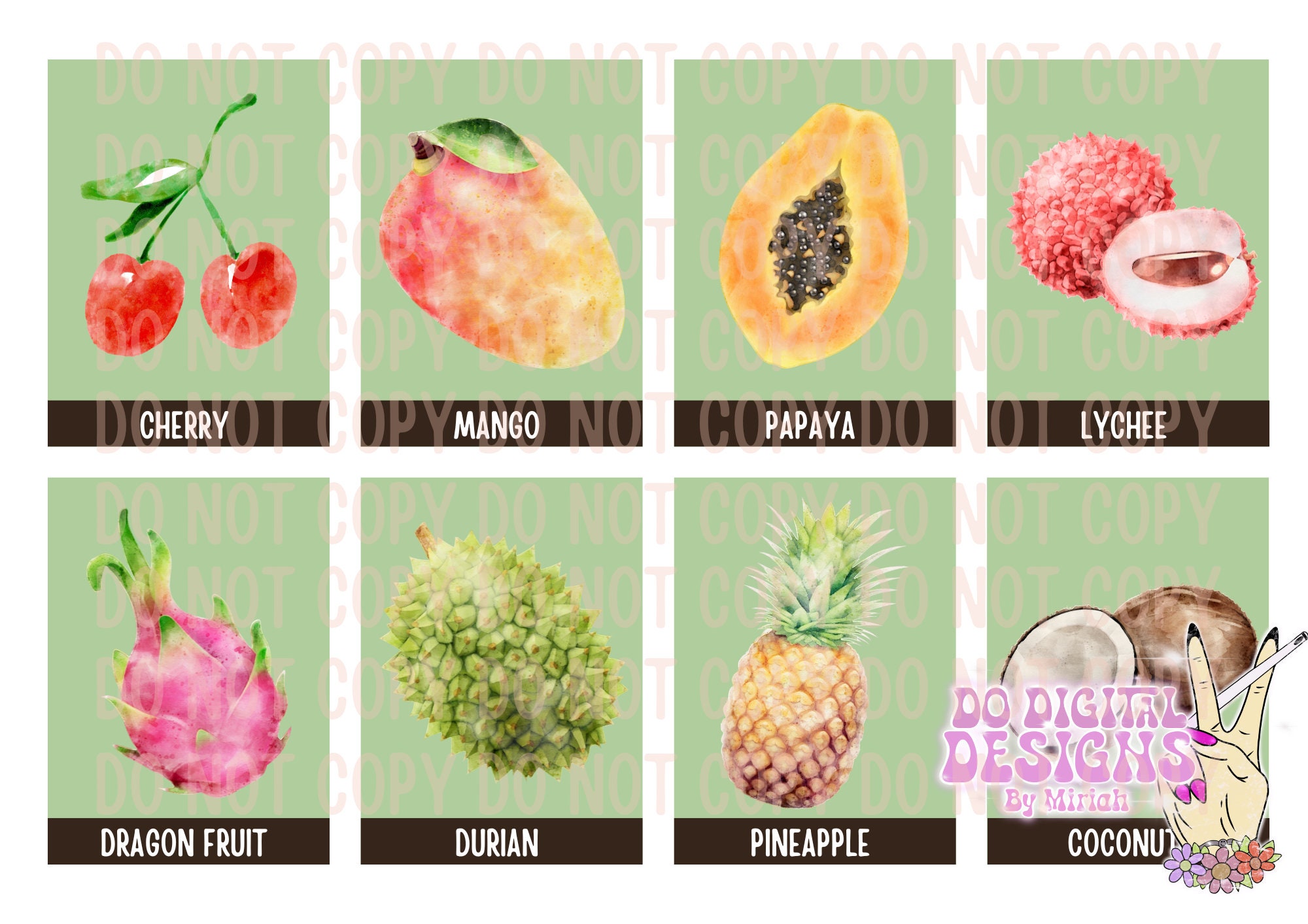 Fruit Flash Cards/ Digital/download/watercolor/learning/homeschooling ...