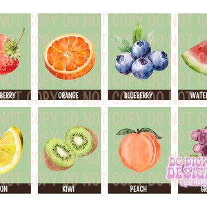Fruit Flash Cards/ Digital/download/watercolor/learning/homeschooling ...
