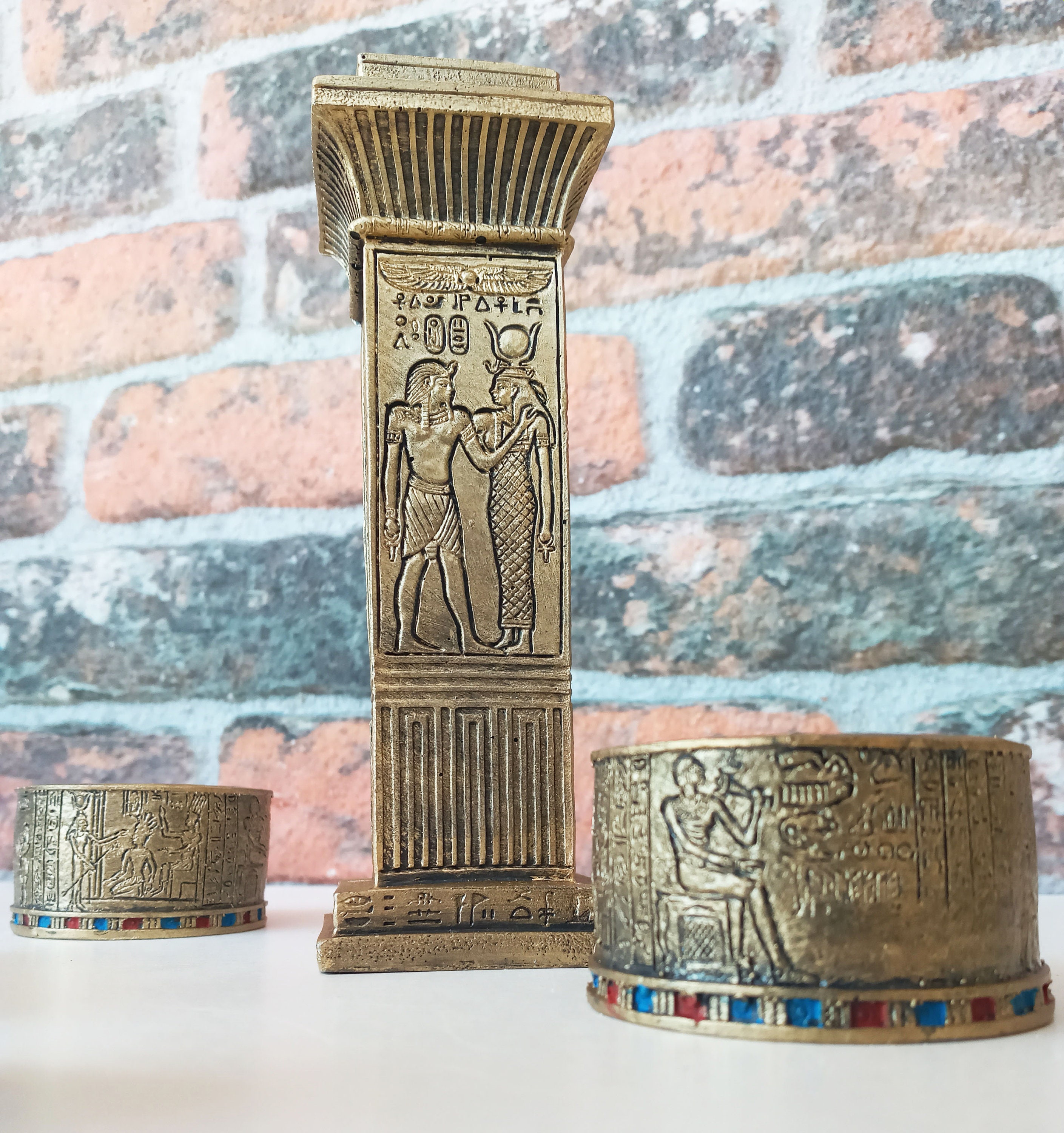 Ancient Egyptian Candlestick Candle Holder Set - Etsy