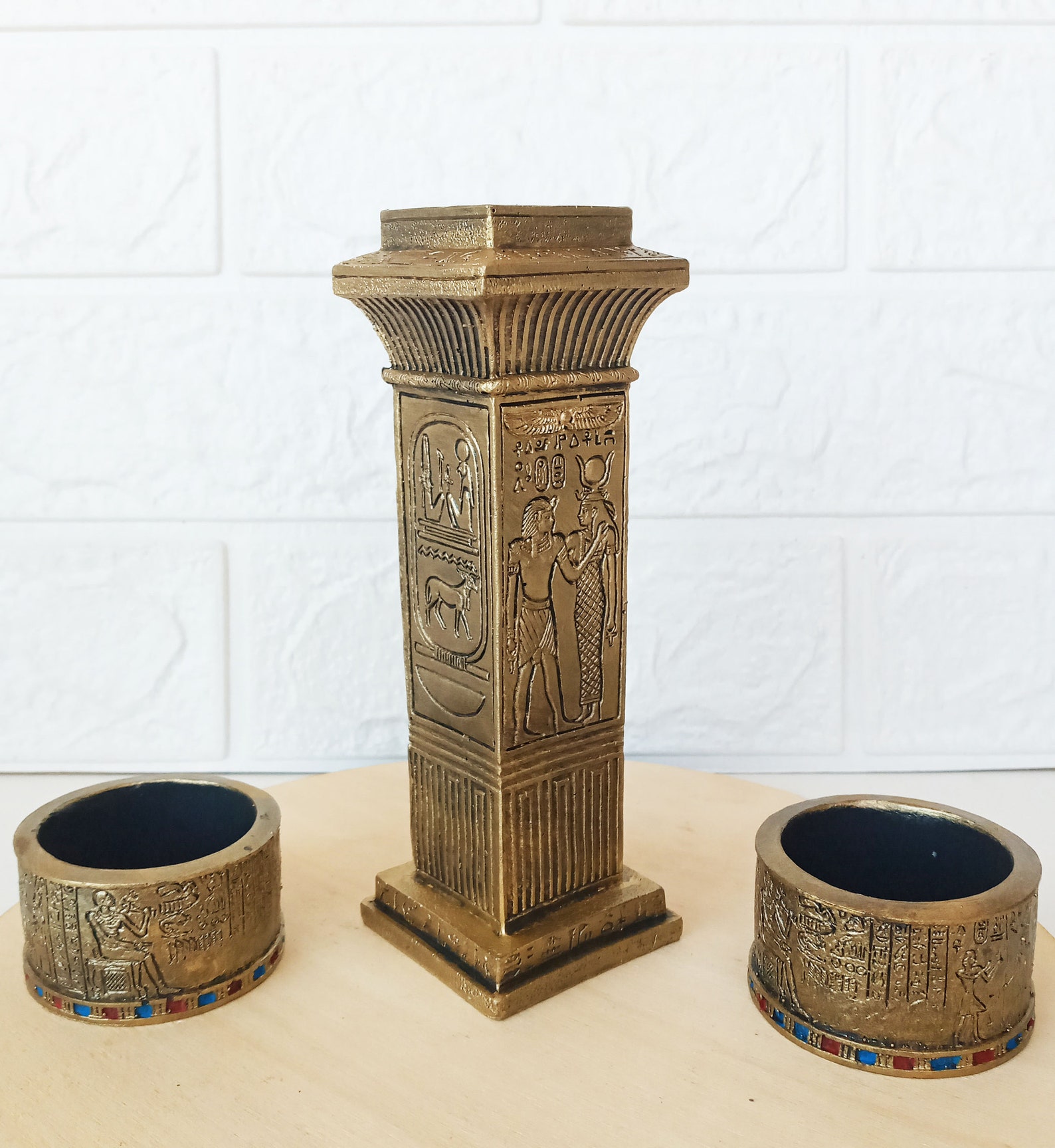 Ancient Egyptian Candlestick Candle Holder Set - Etsy