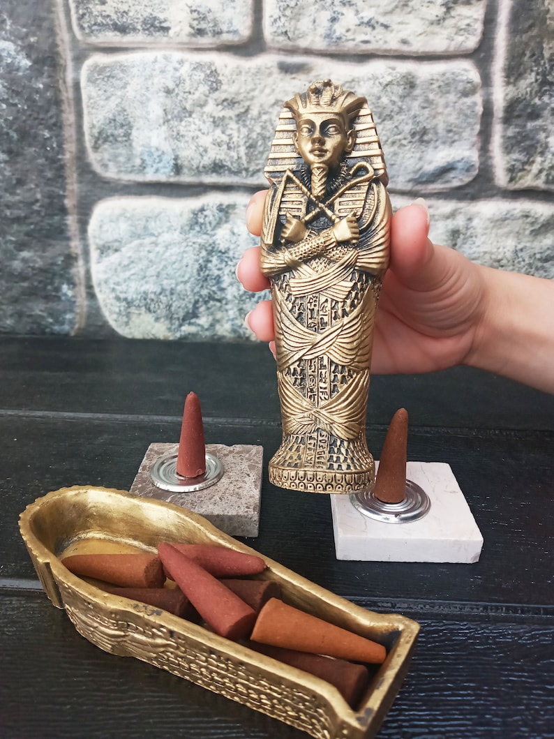 Pharaoh Sarcophagus Ancient Egypt Figurine Incense Burner.ring Box - Etsy