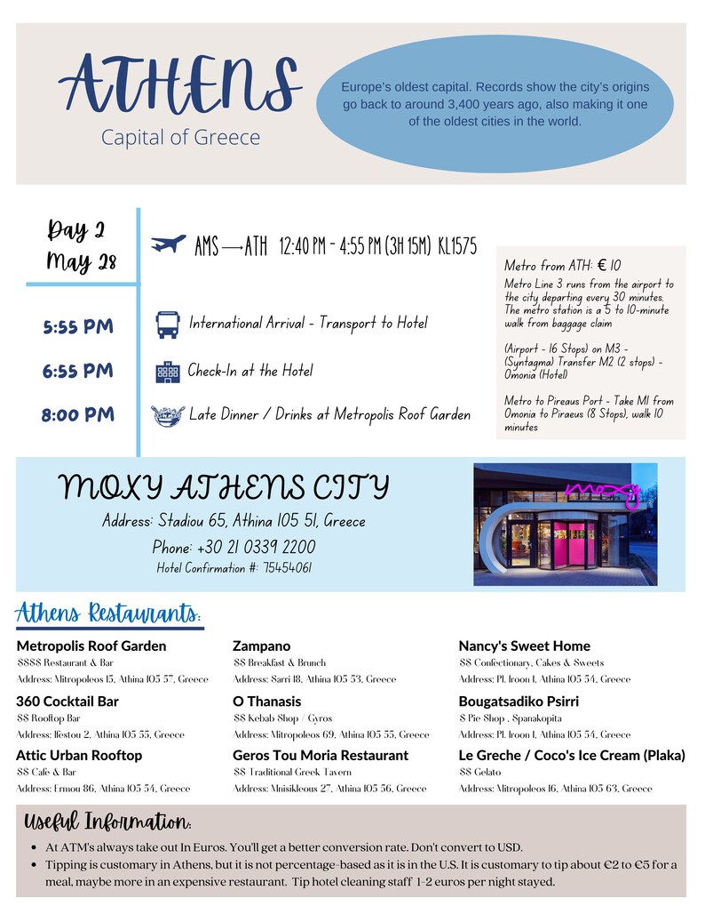 Template: Greece Itinerary Design - Etsy