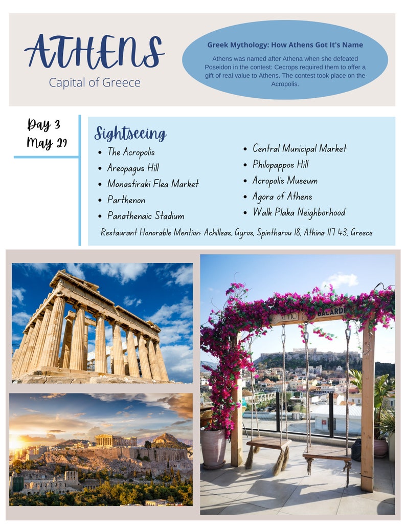 Template: Greece Itinerary Design - Etsy