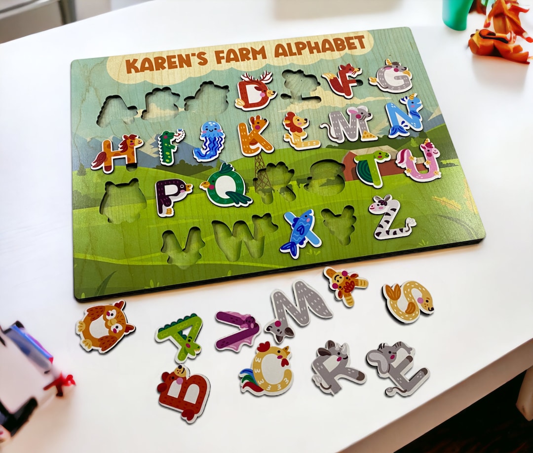 Personalized Farm Theme Alphabet Puzzle for Kids Animal - Etsy