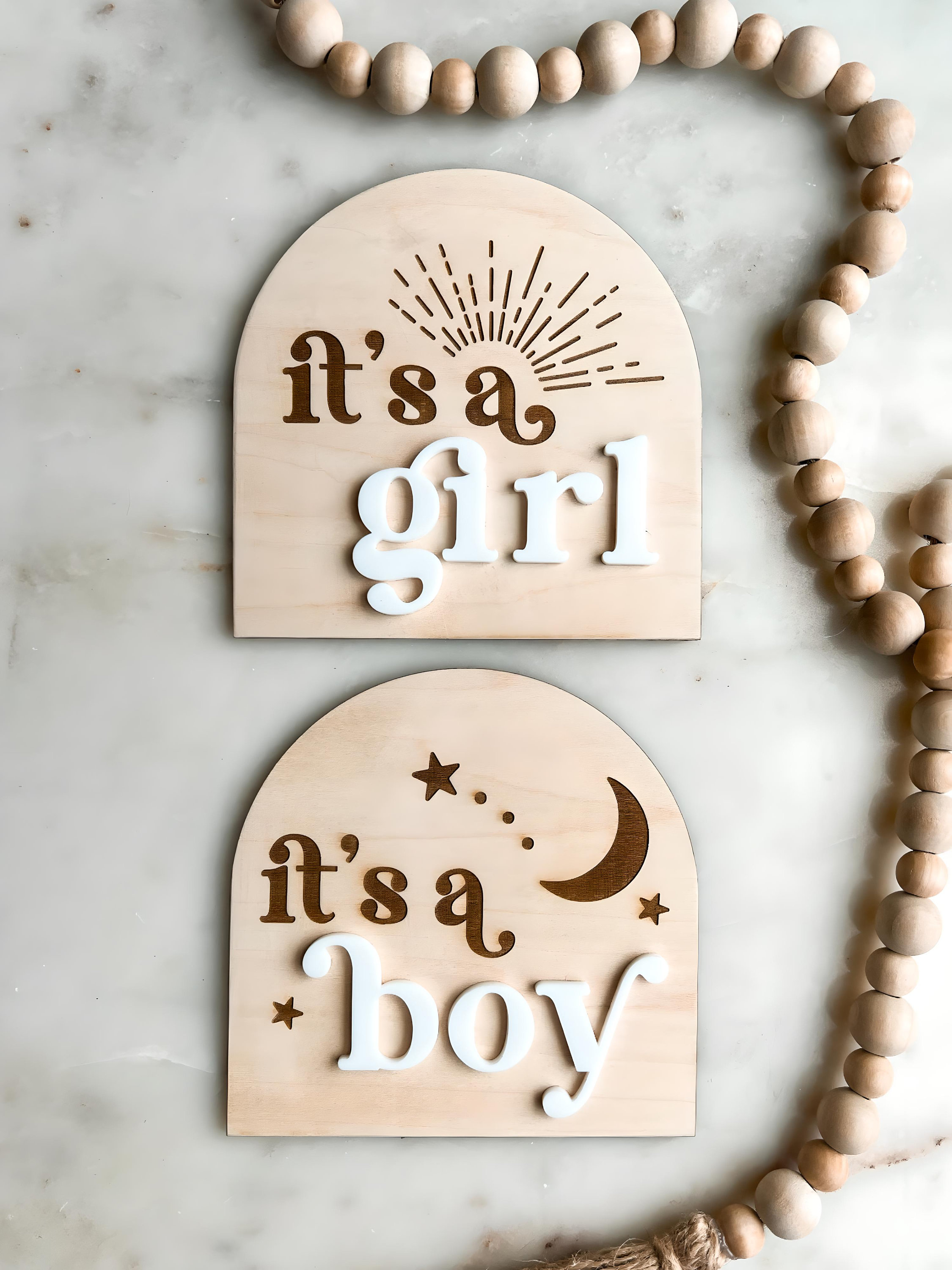 Baby Boy Gender Reveal Arch Sign, It's A Boy Engraved Wood Newborn ...