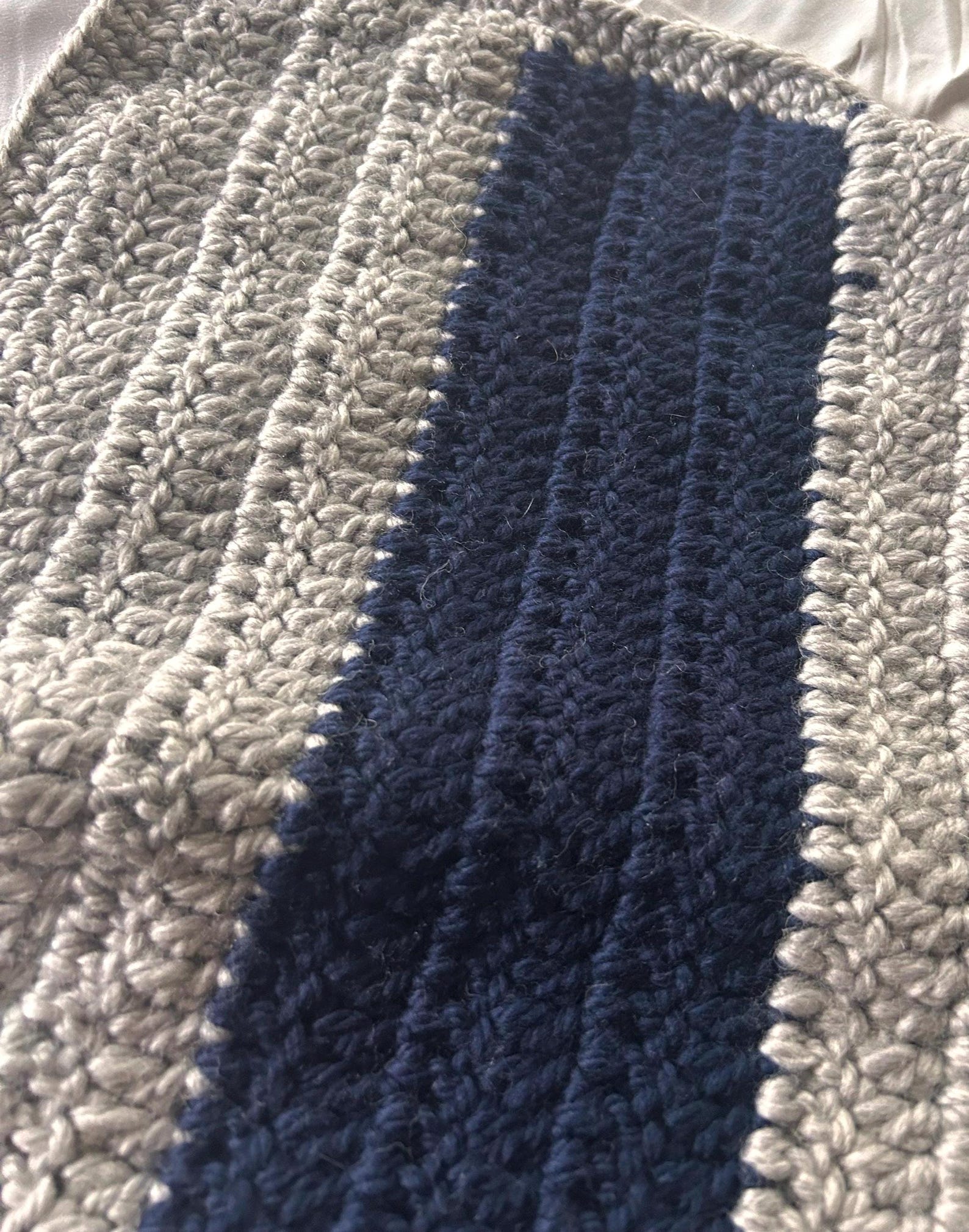 Crocheted Navy and Gray Striped Afghan - Etsy
