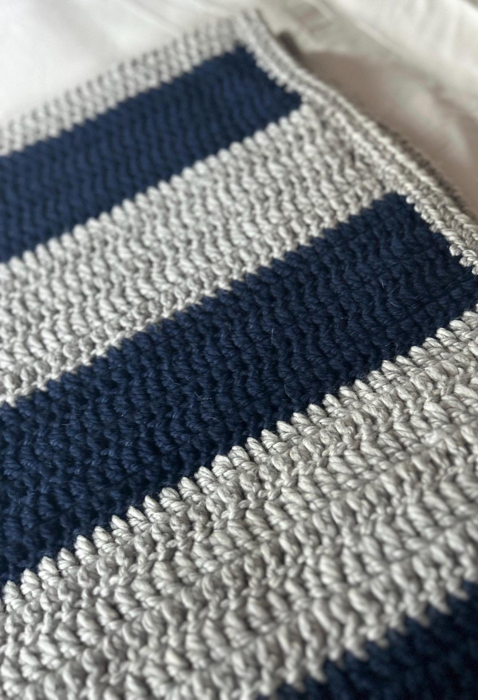 Crocheted Navy and Gray Striped Afghan - Etsy
