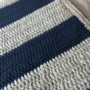 Crocheted Navy and Gray Striped Afghan - Etsy