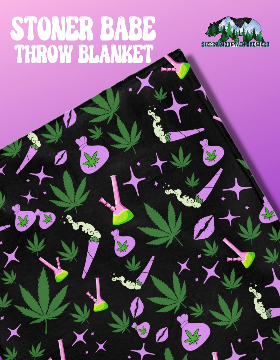 Stoner Babe Velveteen Plush Blanket Throw Blanket-stoner - Etsy