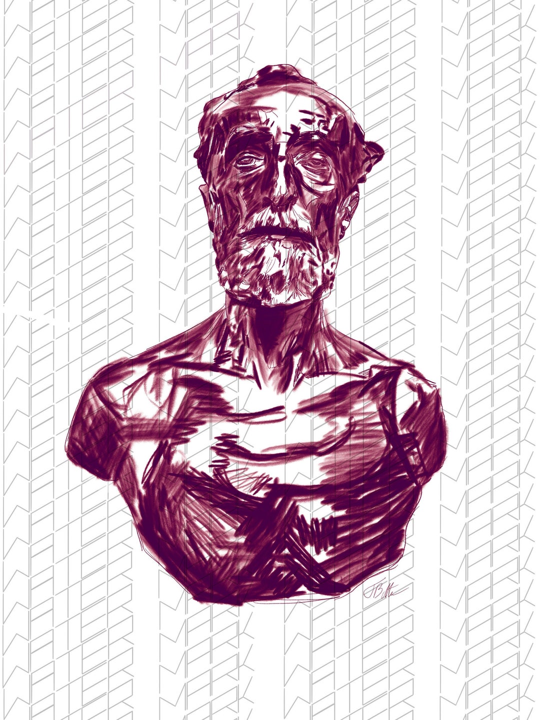 Portrait From a Bronze Bust - Etsy