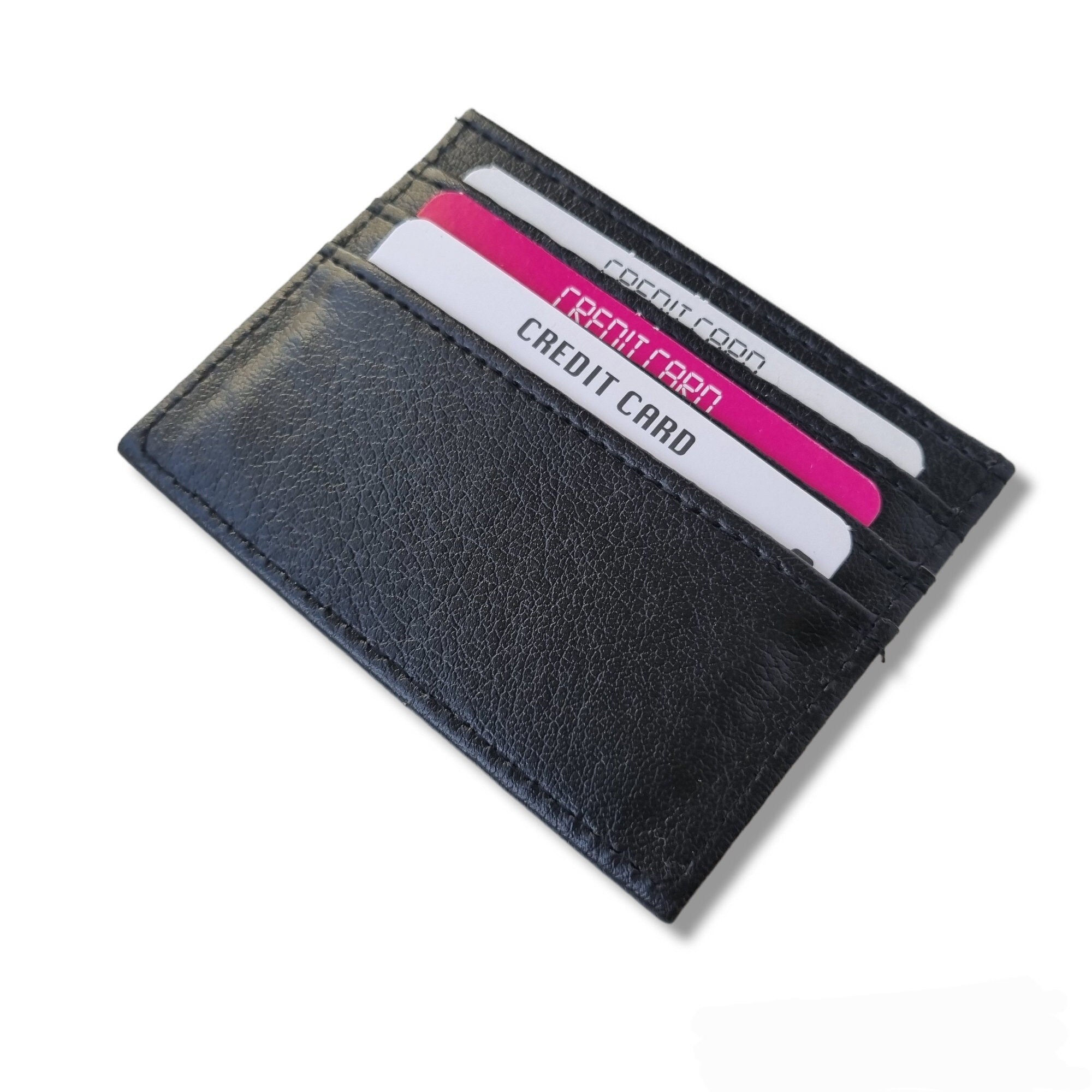 Slim Leather Card Holder, Mini Credit Card Wallet, Unisex Card Sleeve ...