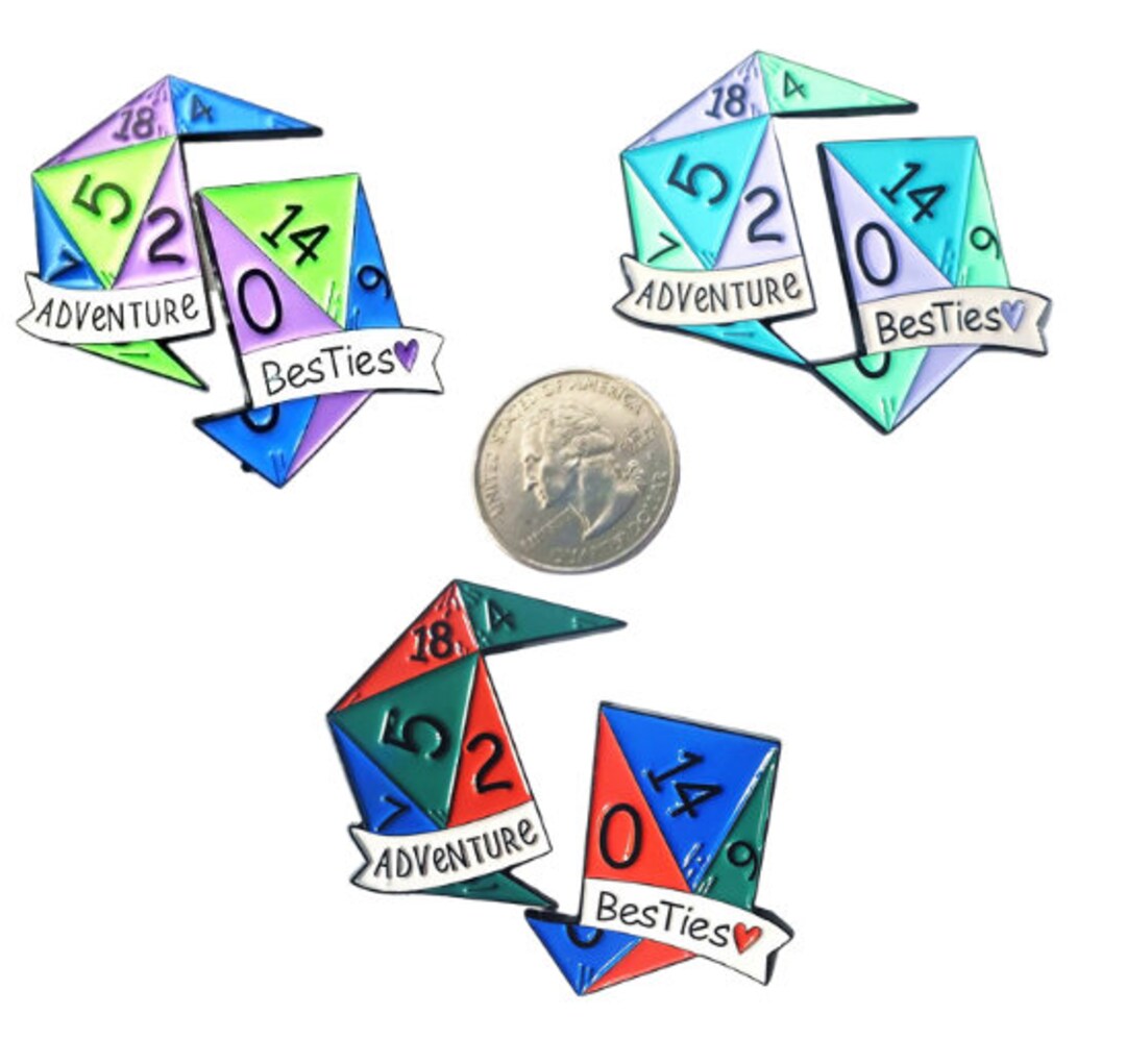 Adventure Bestie D&D Dice Pins, 3 Colors Options, Get 1 or All 3! 2pc ...