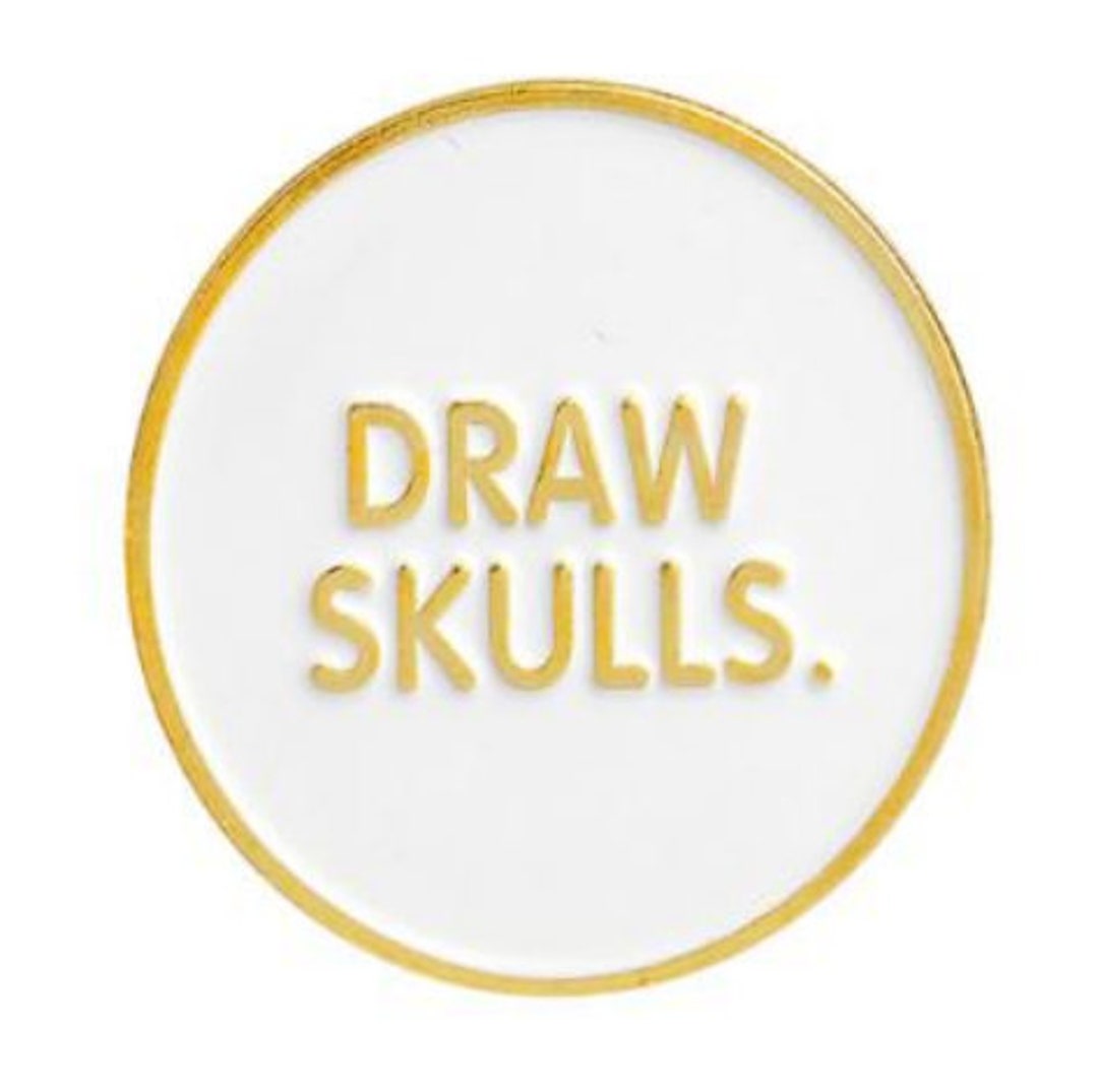 Gold Draw Skulls Pin, Gold Enamel Pin, Dungeons and Dragons Pin, Unique ...