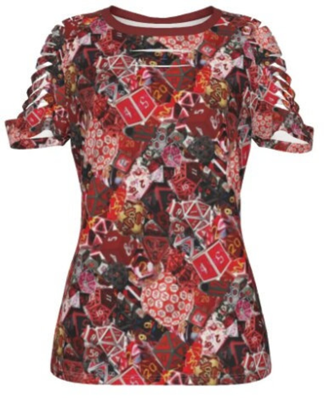 Diced up Blouse RED D&D Shirt Women's Dice Ripped Design, Sizes Through ...