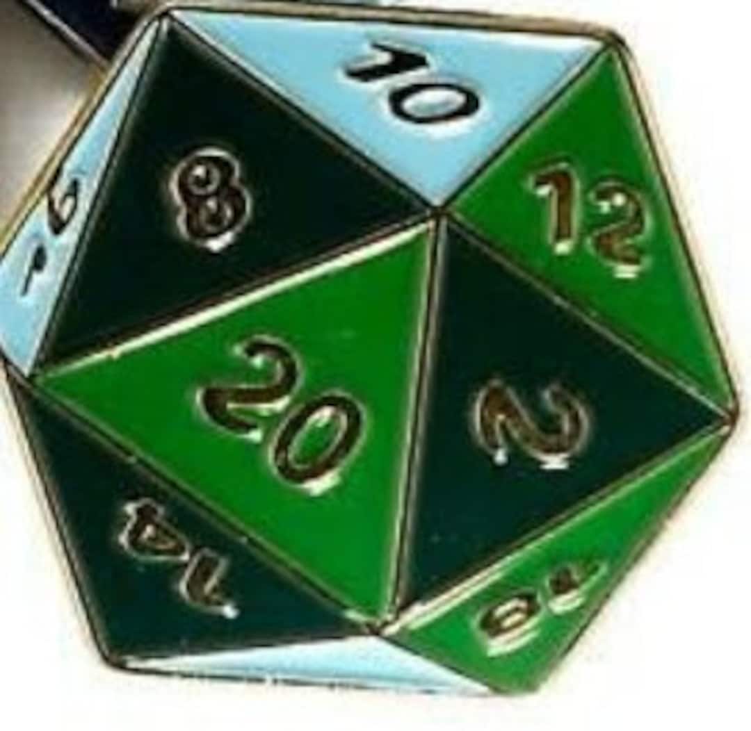 Green Mix D20 Pin, Role-playing Pin, Dungeons and Dragons Pin, Unique ...