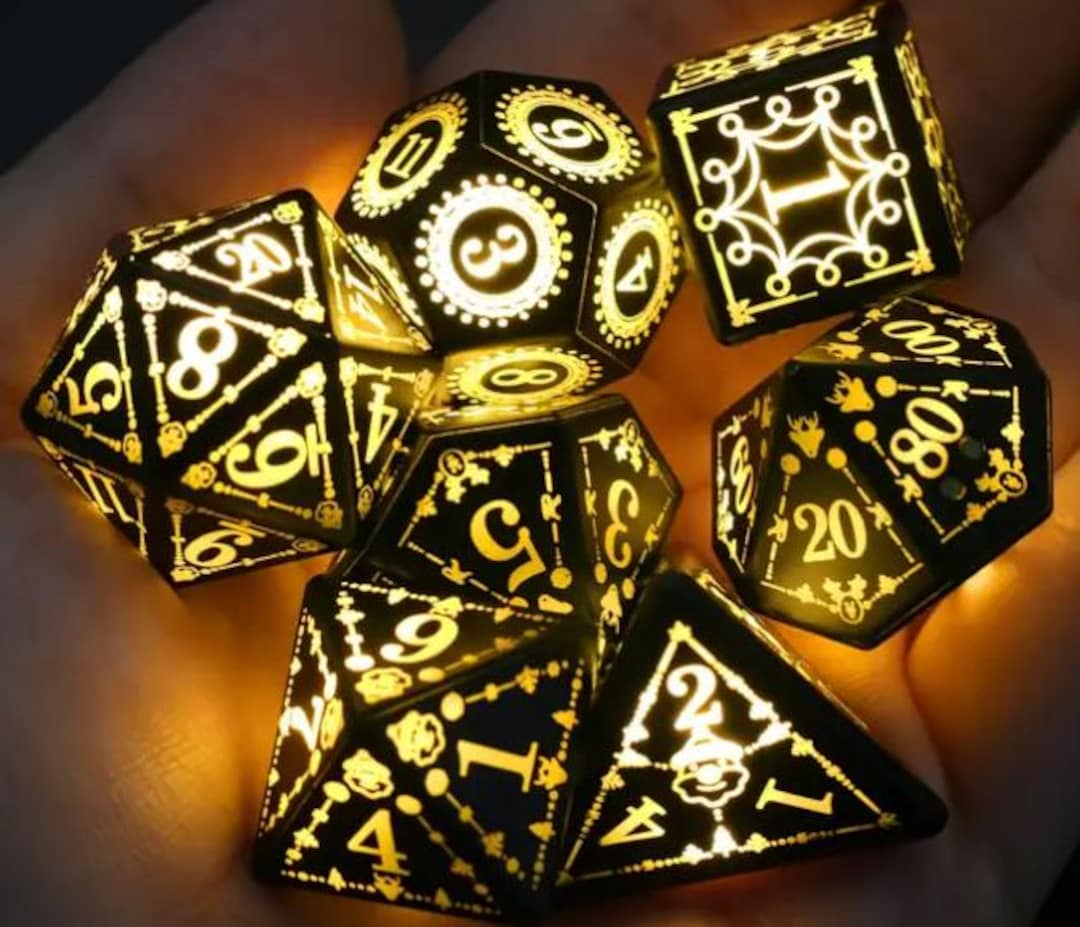 On Sale! Lit LED Dnd Party Dice, DM Dice, Gift D&D Player Lite up Dice ...