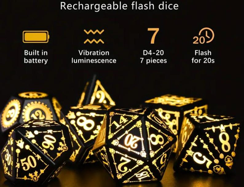 On Sale! Lit LED Dnd Party Dice, DM Dice, Gift D&D Player Lite up Dice ...