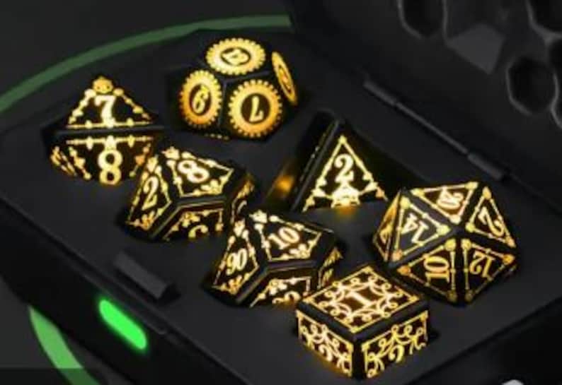 On Sale! Lit LED Dnd Party Dice, DM Dice, Gift D&D Player Lite up Dice ...