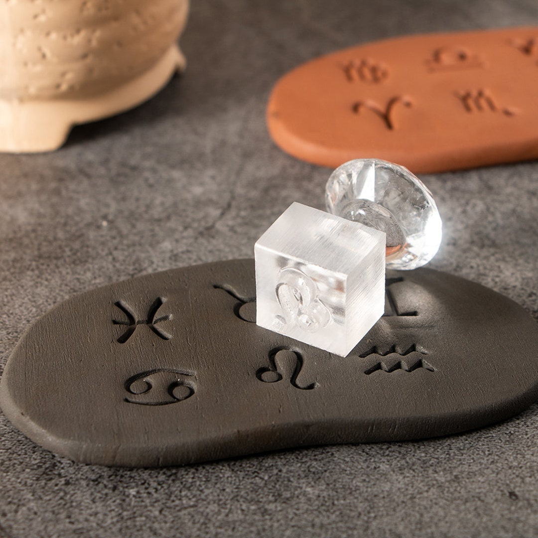Mini Zodiac Sign Clay Stamp Set Acrylic Pottery Stamp With - Etsy