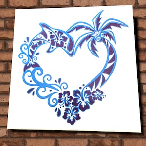 Tropical Dolphin Heart Shape - Etsy