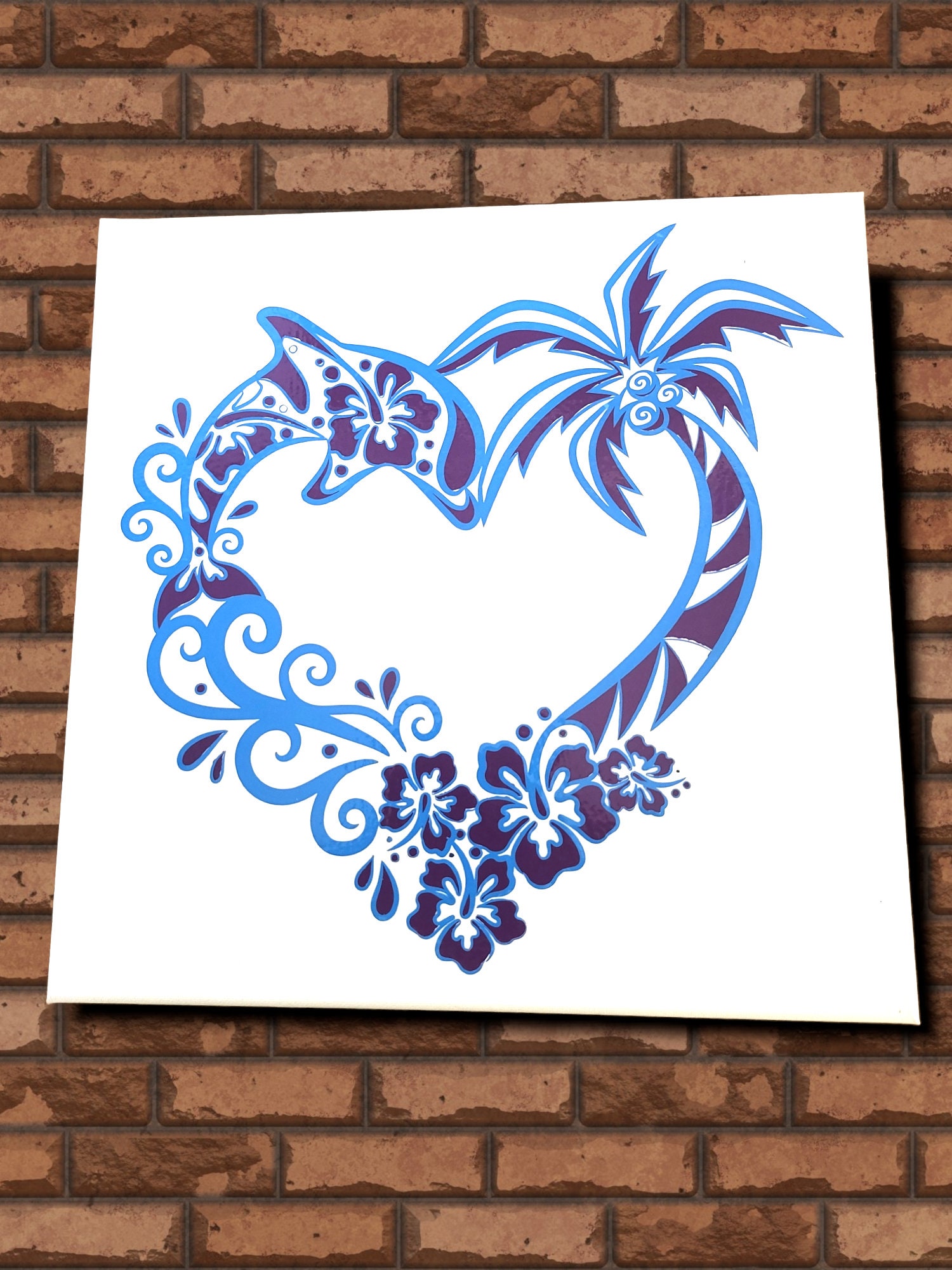 Tropical Dolphin Heart Shape - Etsy