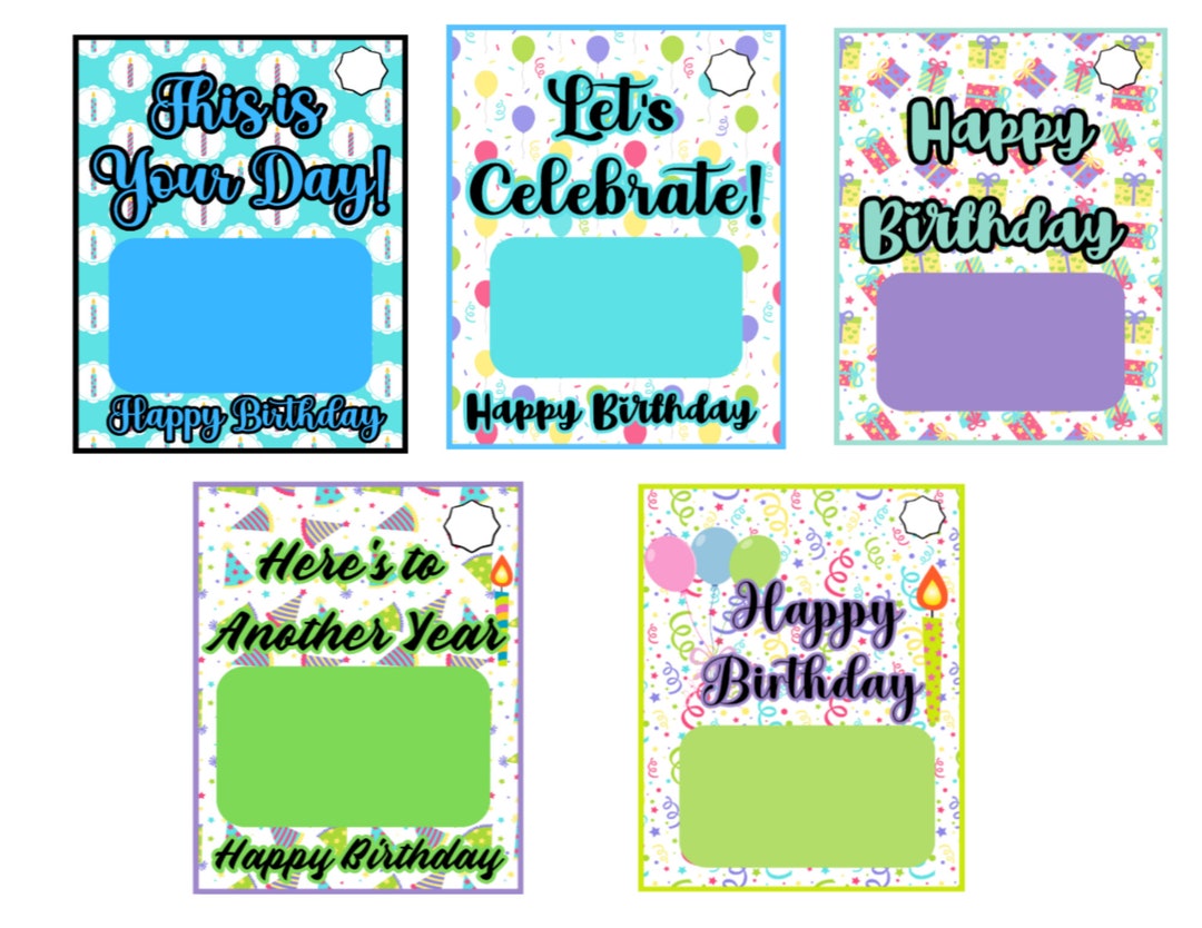 Happy Birthday Gift Card Printable Set 1 - Etsy