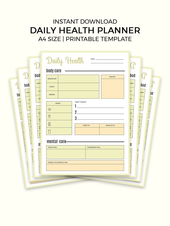 Printable Daily Health Tracker Health Goal Wellness Planner - Etsy