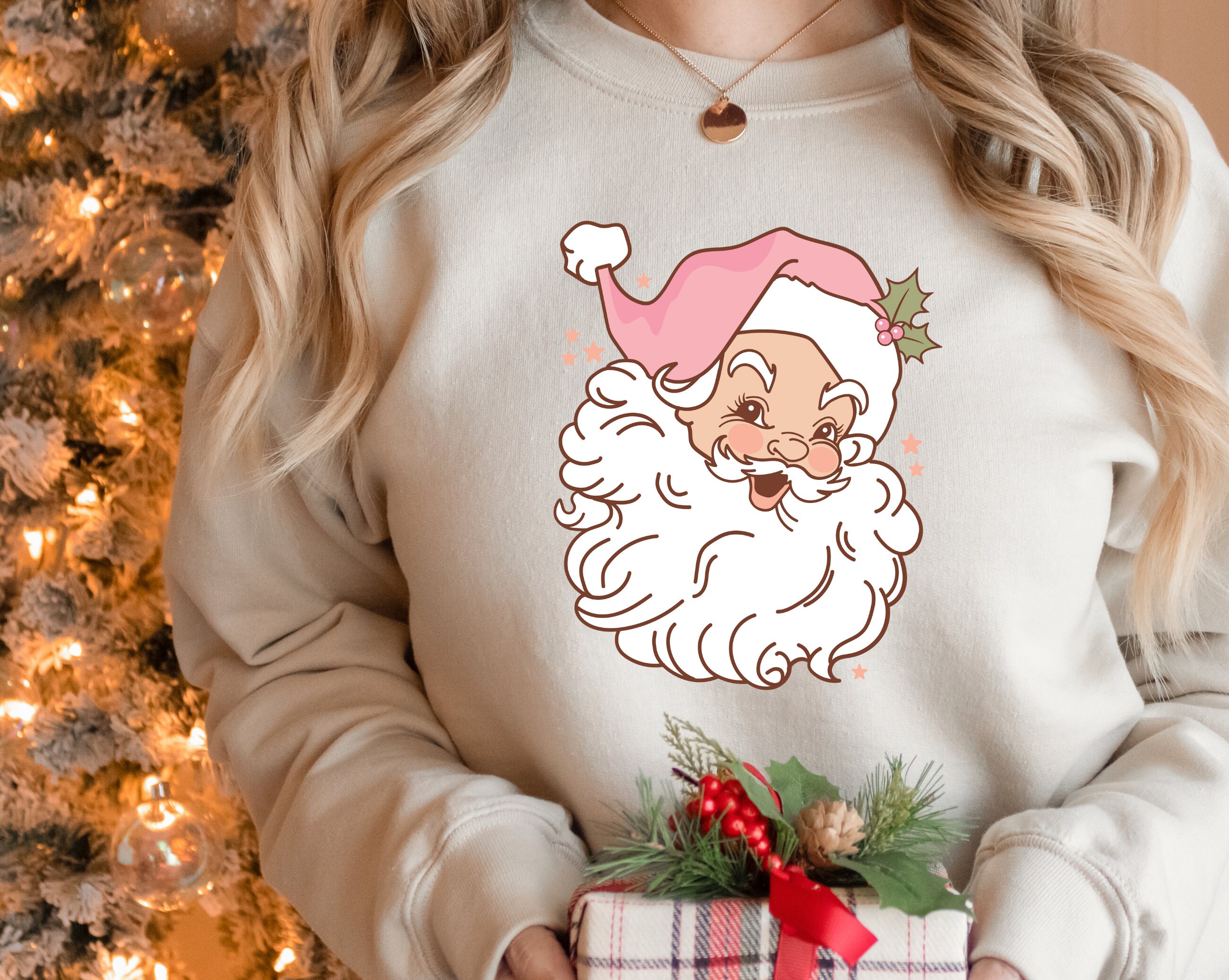 Pink Christmas Santa Sweatshirt sold by Jamie Kelly | SKU 595692 ...