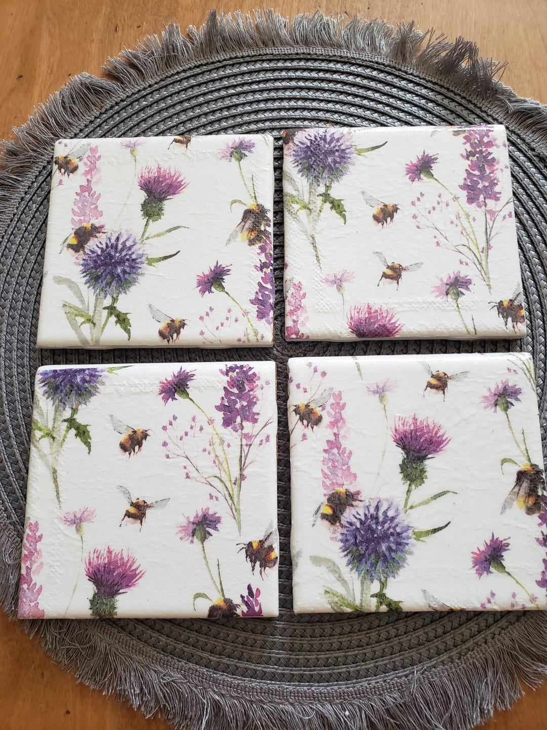 Coaster Tiles Set of Four Decoupage 4x4 With Cork Backing Great as a ...