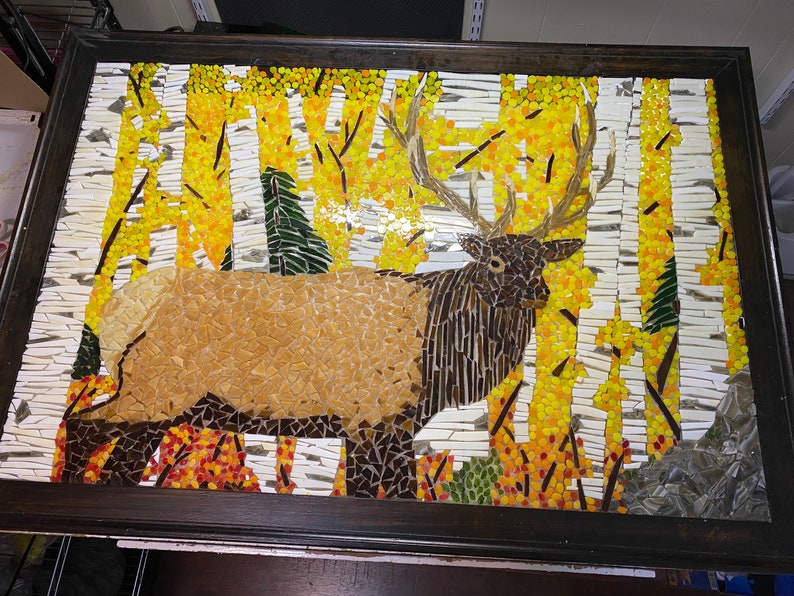 Elk in Fall Stained Glass Mosaic - Etsy